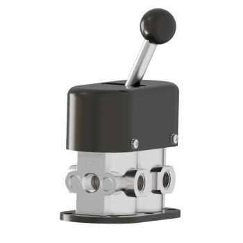 Detented Lever Operated 4 way Pneumatic Valve | 2504H21