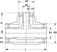 3x6"/2x4" PP 150x45psi Reduced Tee Butt - (90x160/63x110mm) | Simtech