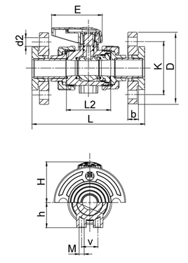 2" PVC/EPDM TU Ball Valve w/ Locking Handle - Flanged | Simtech